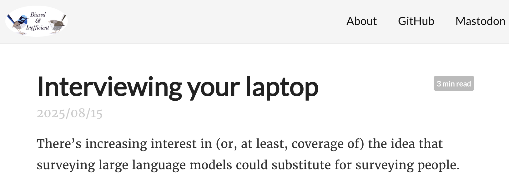 Survey Statistics: Thomas Lumley writes about Interviewing your Laptop ...
